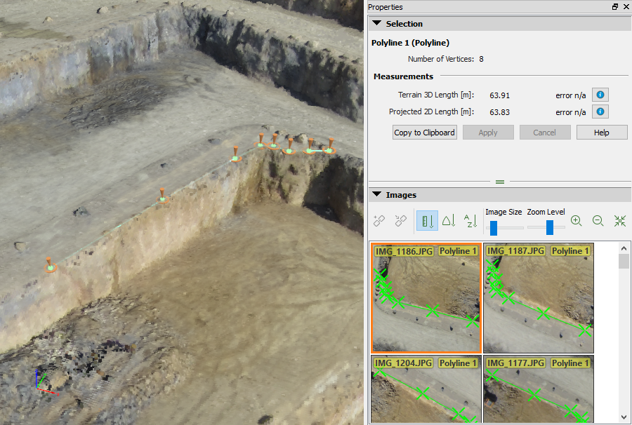 Menu View > rayCloud > Right sidebar > Objects - PIX4Dmapper